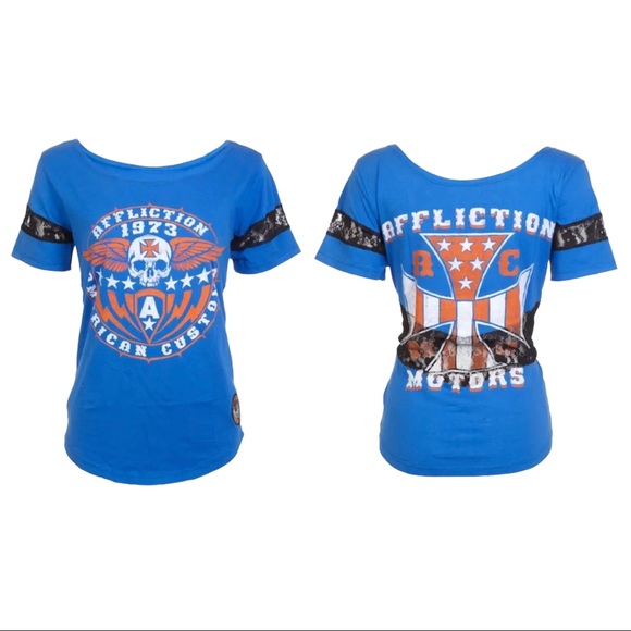 Affliction | Tops | Affliction Womens Tshirt Iron Shield Biker Tattoo ...